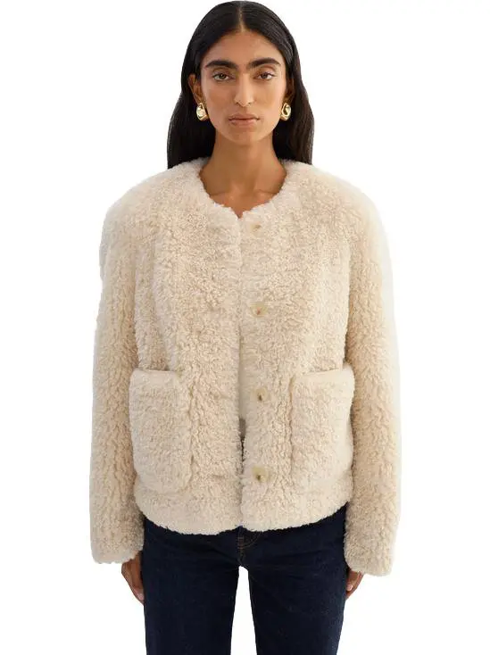 LAMARQUE Emilia Faux Fur Jacket - Ecru