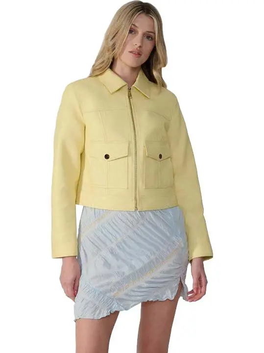 FURNIQ UK Flora Leather Jacket - Butter Yellow