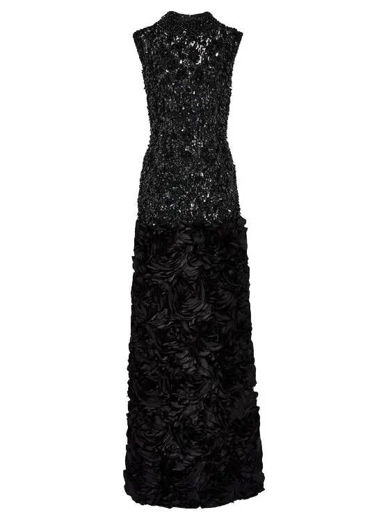 Jenny Packham Julianne Sequin-embellished Ruffle Maxi Dress - Liquorice