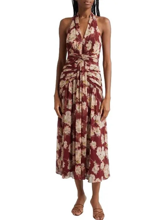 Cinq À Sept Mae Bouquet Halter Dress - Wineberry Multi