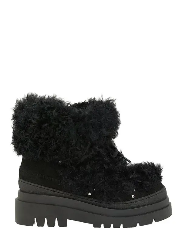 YVES SALOMON Shearling Platform Boots - Black