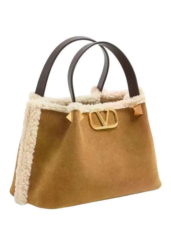 Valentino Garavani Vlogo Signature Suede Tote - Neutrals
