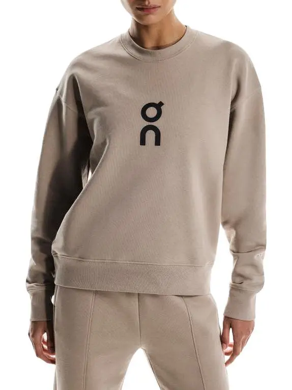 On Club Crewneck Cotton Blend Sweatshirt - Desert
