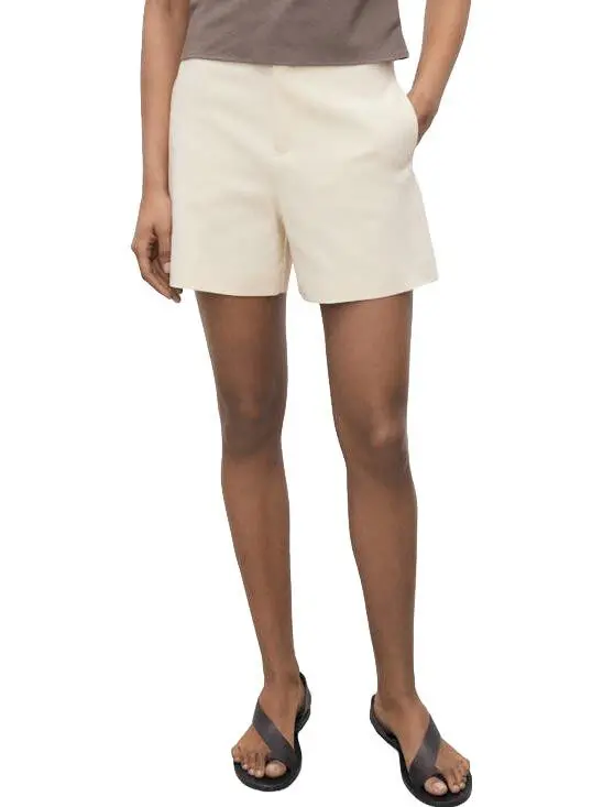 Mango High-waisted Straight Leg Shorts - Ecru