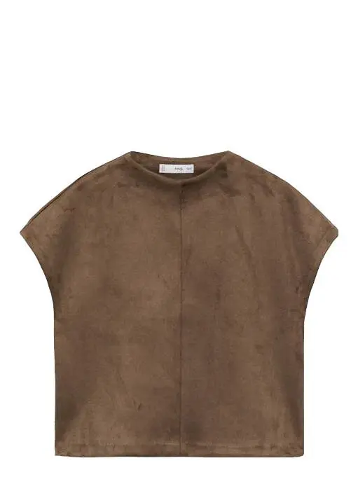 Mango Faux Suede T-shirt - Light/pastel Brown