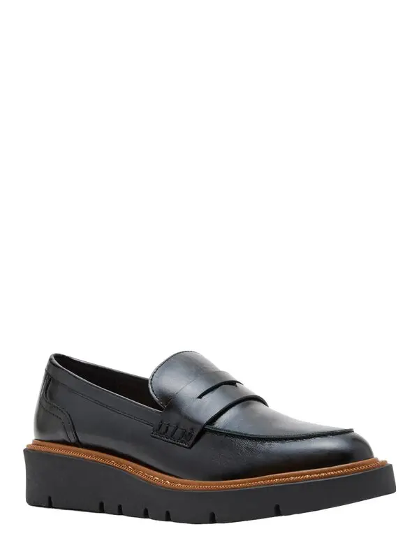 Blondo Waterproof Platform Penny Loafer - Black Leather