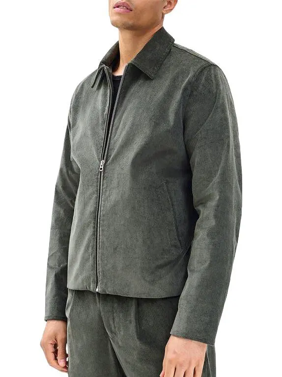 Rag & Bone Melrose Stretch Cotton Corduroy Zip Jacket - Dark Shadow
