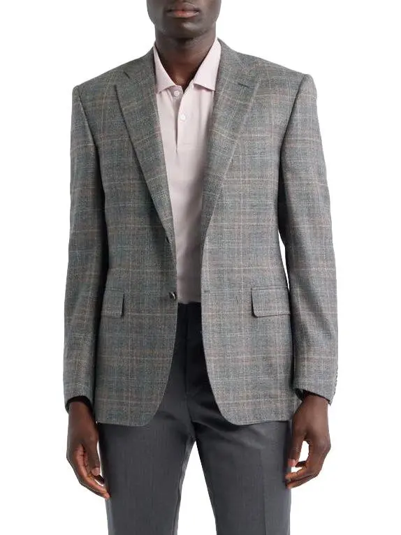 Canali Siena Regular Fit Plaid Wool & Silk Blend Sport Coat - Grey