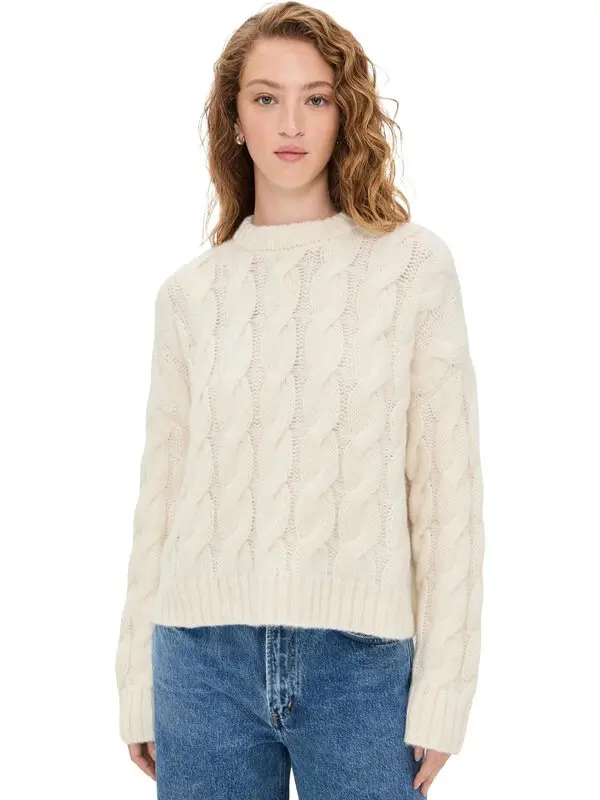 Jenni Kayne Cable Serena Crew Neck Pullover - Ivory