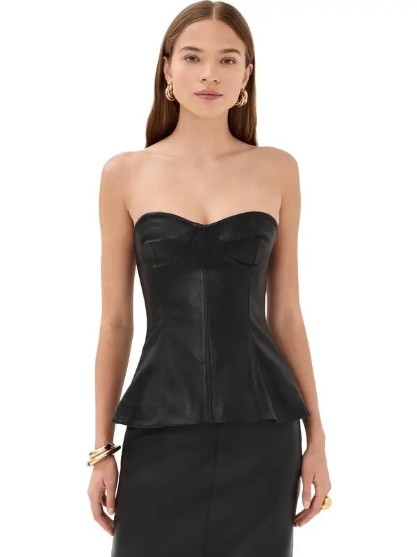 Simkhai Tyla Leather Bustier Top - Black