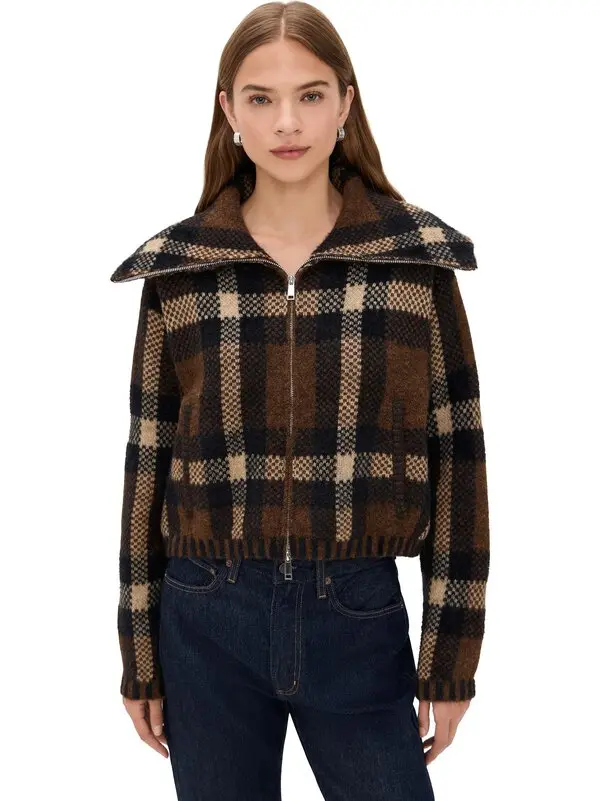 Blanknyc Plaid Sweater - Brown Combo
