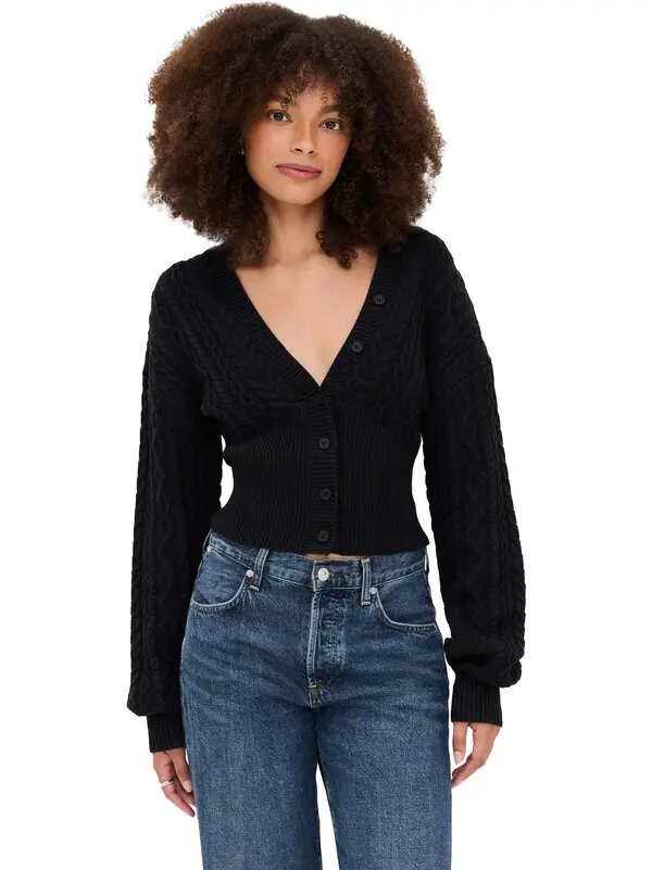 SEVEN WONDERS Emilia Sleeved Knit Cardigan - Black