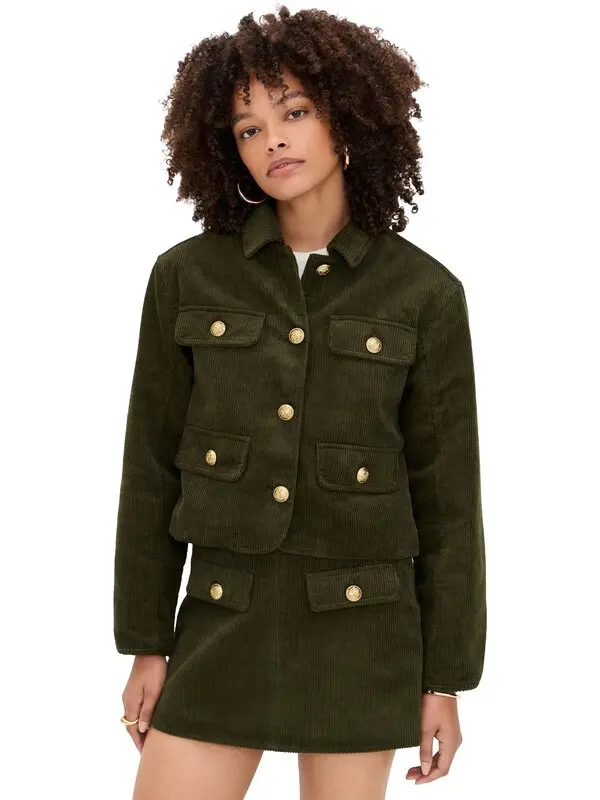 Blanknyc Corduroy Flap Pocket Jacket - Olive