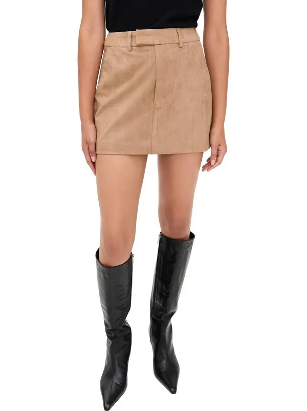 MADISON THE LABEL Collins Faux Suede Mini Skirt - Tan