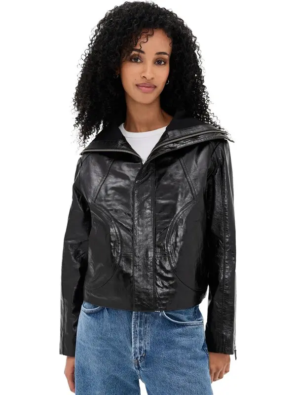 Ba&sh Bernie Leather Jacket - Ebene