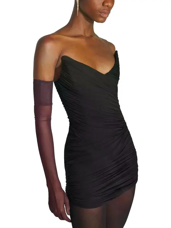 MUGLER Draped Mini Dress - Black