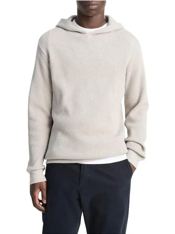 Vince Mouliné Pima Cotton Thermal Hoodie - White