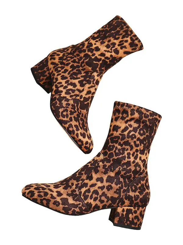 SILENT D Block-heel Ankle Boots - Cheetah Printed Suede