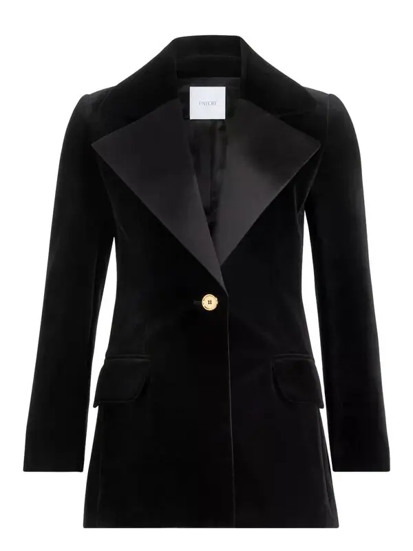 Patou Velvet Satin-lapel Blazer - Black