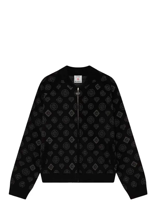 Casablanca Monogram Jacquard Knit Bomber Jacket - Black