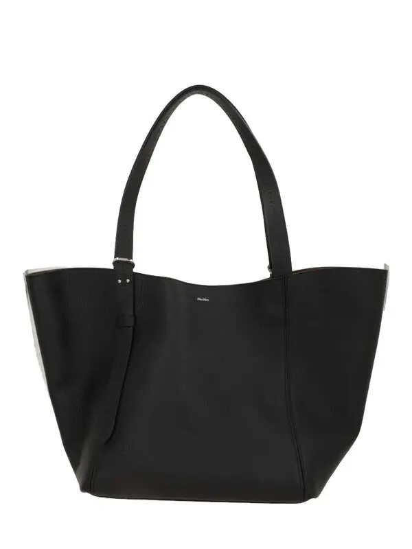 Max Mara Handheld Leather Tote - Black