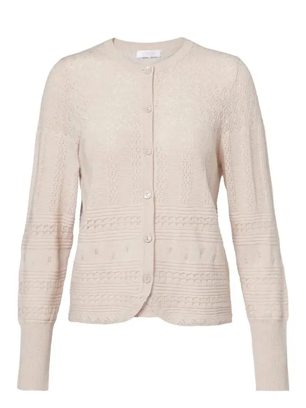 ERES Trio Pointelle Wool And Cashmere Cardigan - Beige