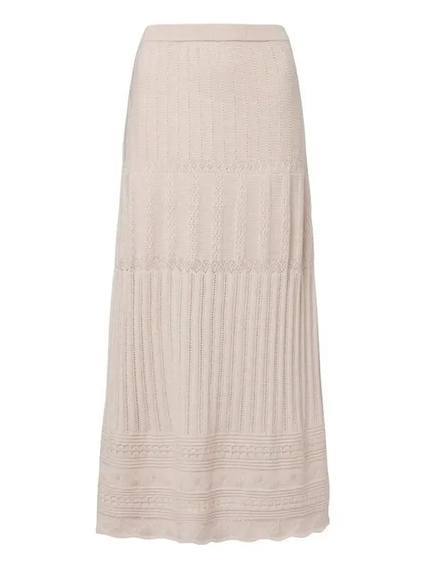 ERES Rythmee Pointelle Midi Skirt - Beige