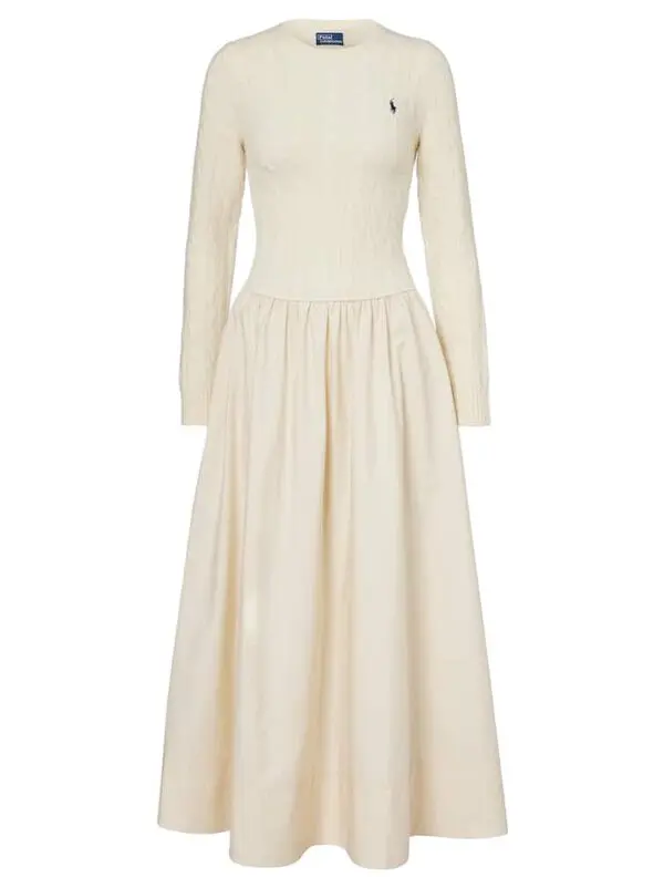 Polo Ralph Lauren Cotton And Wool-blend Maxi Dress - White