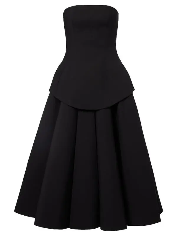 Solace London Ada Strapless Crêpe Midi Dress - Black