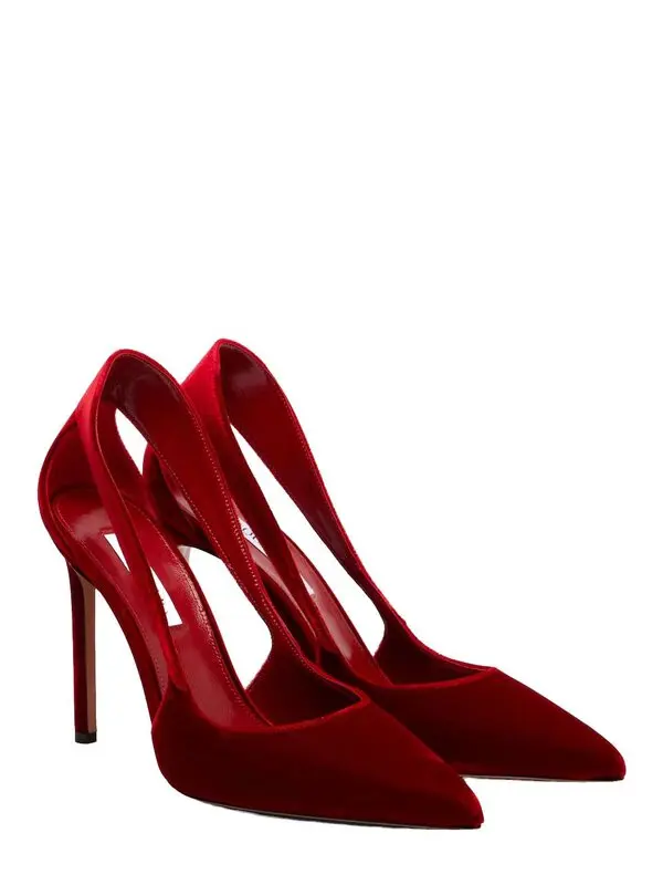 AQUAZZURA Dangerous Liaisons 105 Velvet Pumps - Red