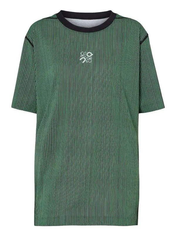 Loewe Embroidered Striped T-shirt - Green