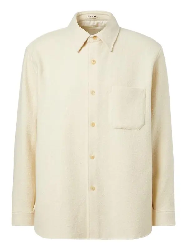 Auralee Wool Tweed Overshirt - White