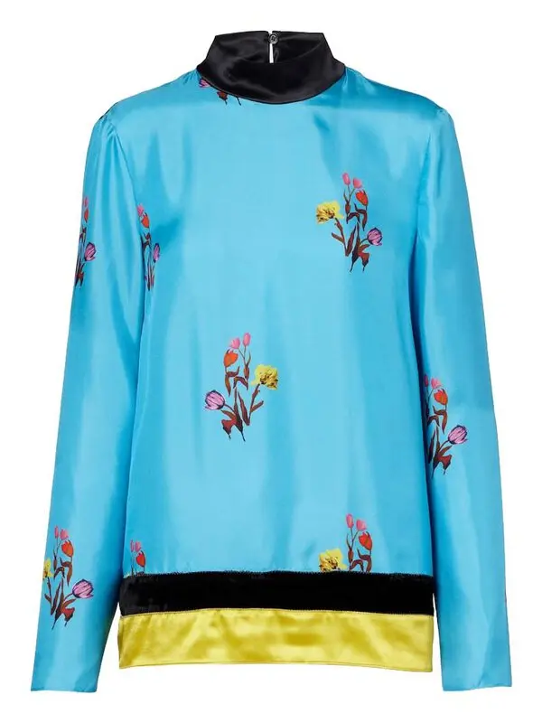 Marni Floral Silk Top - Blue