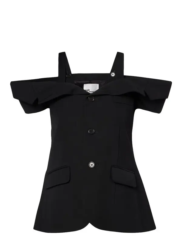 Noir Kei Ninomiya Cutout Wool Top - Black