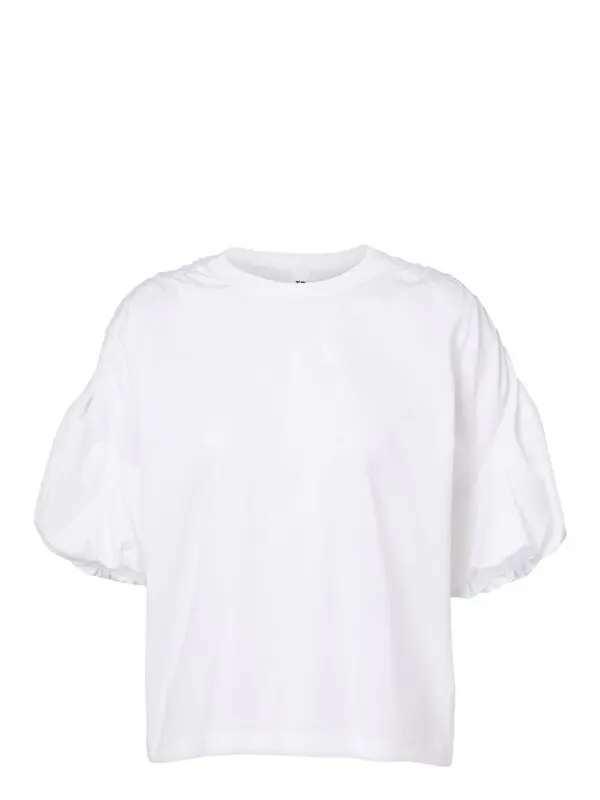 Noir Kei Ninomiya Gathered Cotton Jersey T-shirt - White