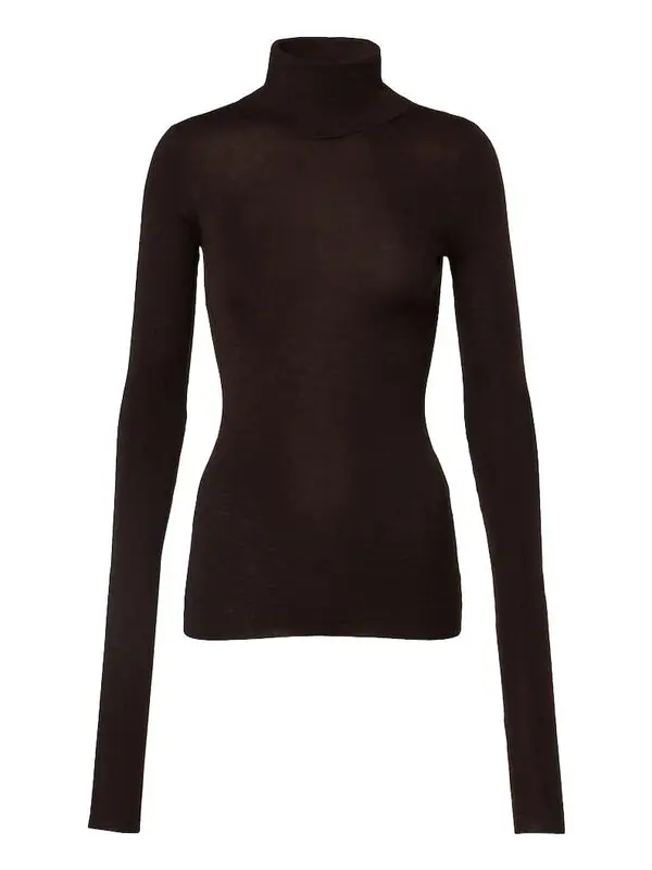 THE FRANKIE SHOP Utica Thin Wool And Silk Turtleneck Sweater - Brown
