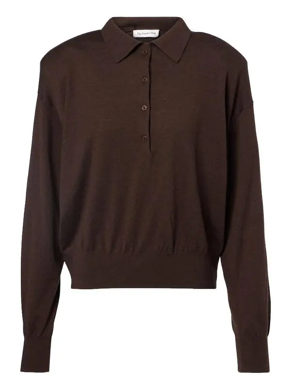 THE FRANKIE SHOP Croydon Wool-blend Polo Sweater - Brown