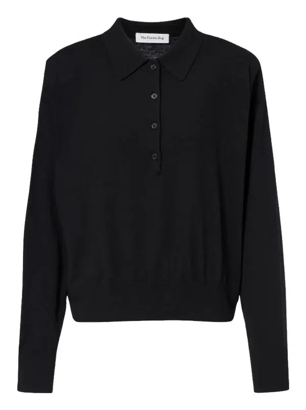 THE FRANKIE SHOP Croydon Wool-blend Polo Sweater - Black