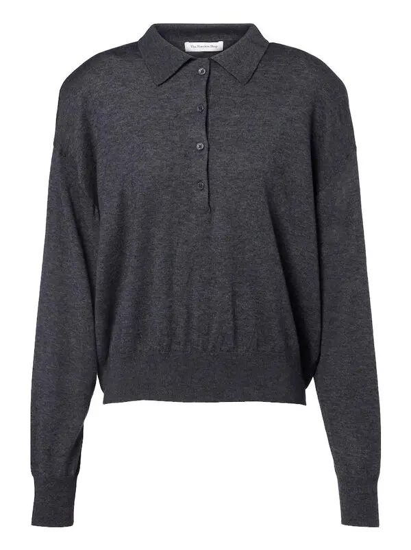 THE FRANKIE SHOP Croydon Wool-blend Polo Sweater - Grey