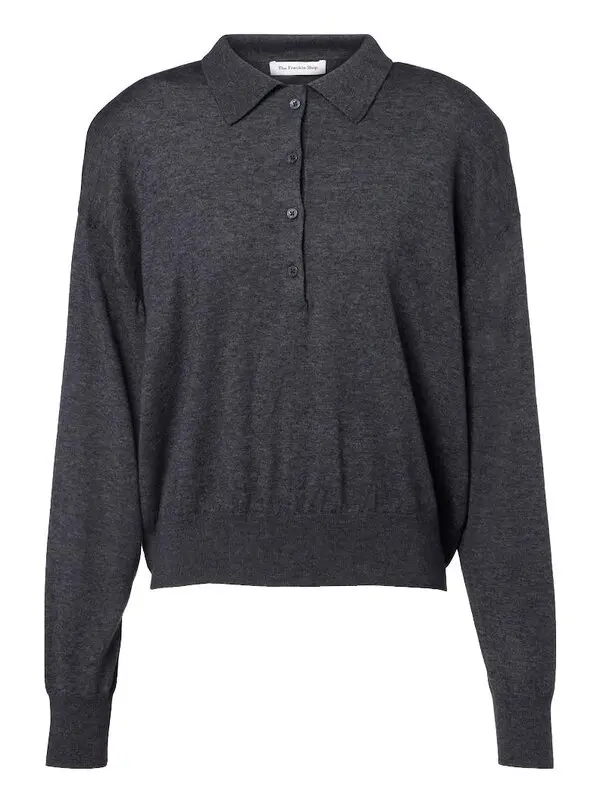 THE FRANKIE SHOP Croydon Wool-blend Polo Sweater - Grey