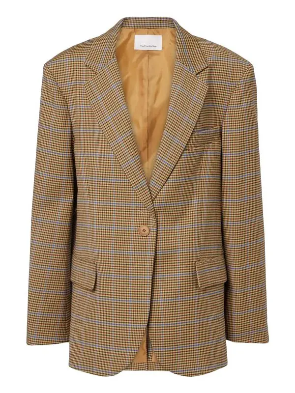 THE FRANKIE SHOP Lyra Houndstooth Oversized Blazer - Beige