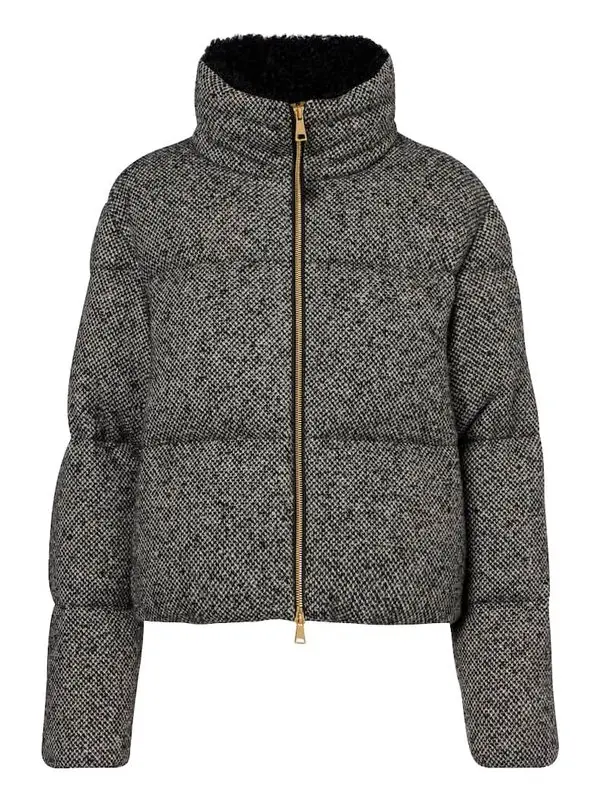 Moncler Careil Bouclé Wool-blend Down Jacket - White