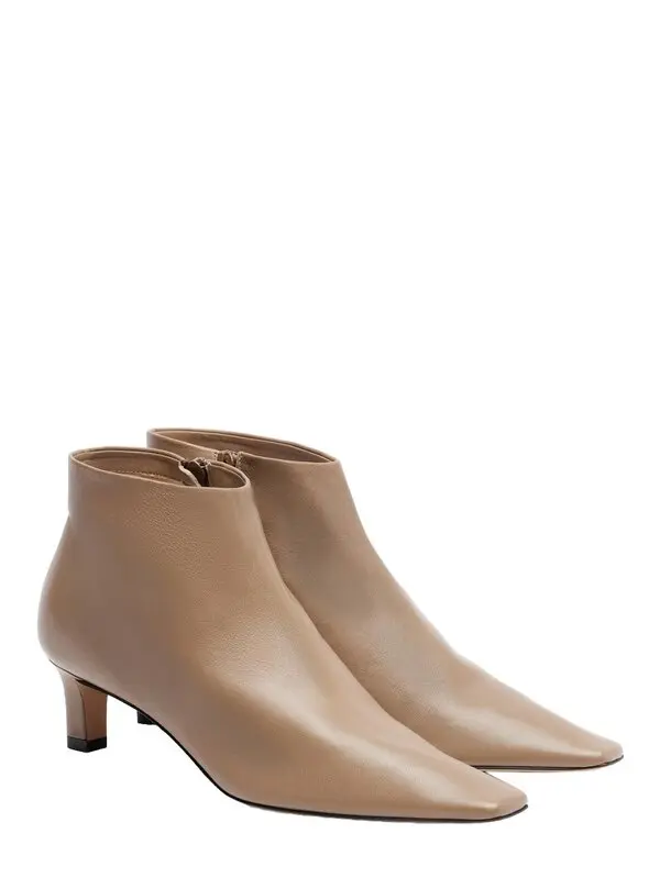 THE ROW Carla 45 Leather Ankle Boots - Beige