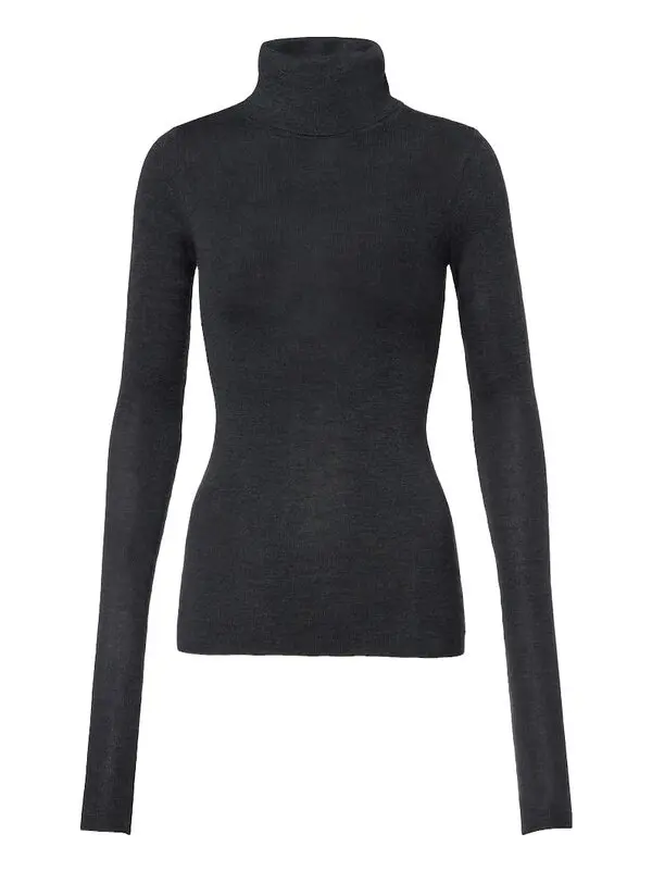 THE FRANKIE SHOP Utica Thin Wool And Silk Turtleneck Sweater - Grey