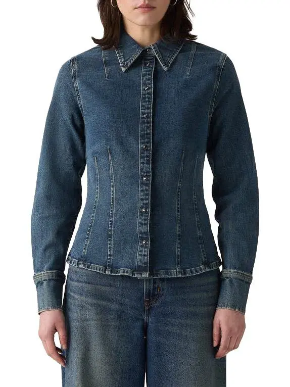 LEVI'S Shaped Long Sleeve Stretch Denim Shirt - Dolly Pardon Me