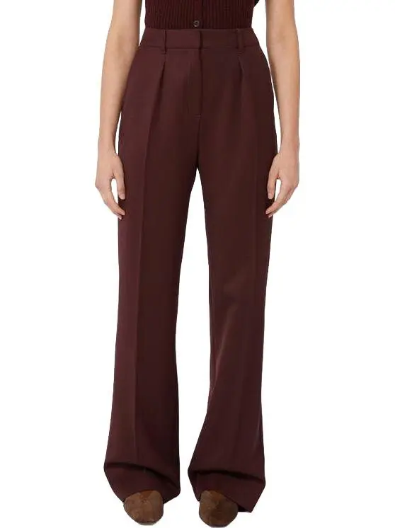 Max Mara Pleated Virgin Wool Twill Trousers - Cherry