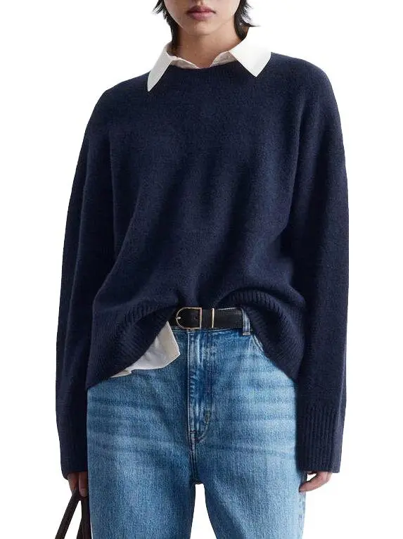& Other Stories Relaxed Crewneck Cotton Blend Sweater - Blue Dark