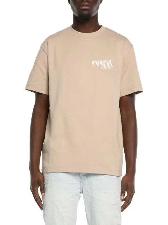 PURPLE BRAND Heavyweight Jersey Graphic T-shirt - Tan