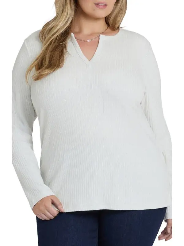 NYDJ Metallic Ribbed Top - Ivory