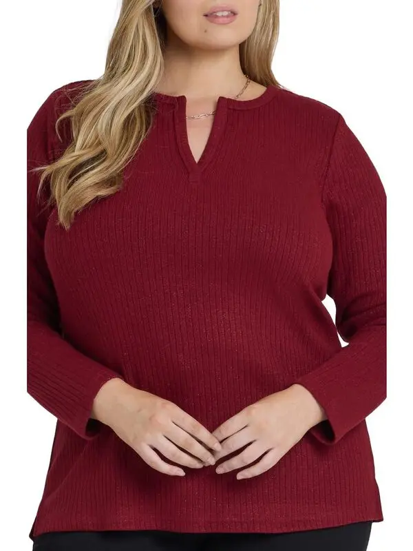 NYDJ Metallic Ribbed Top - Spiced Apple